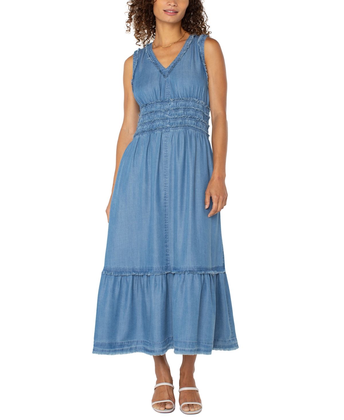Click here for Liverpool Los Angeles Womens Chambray Frayed-Trim... prices