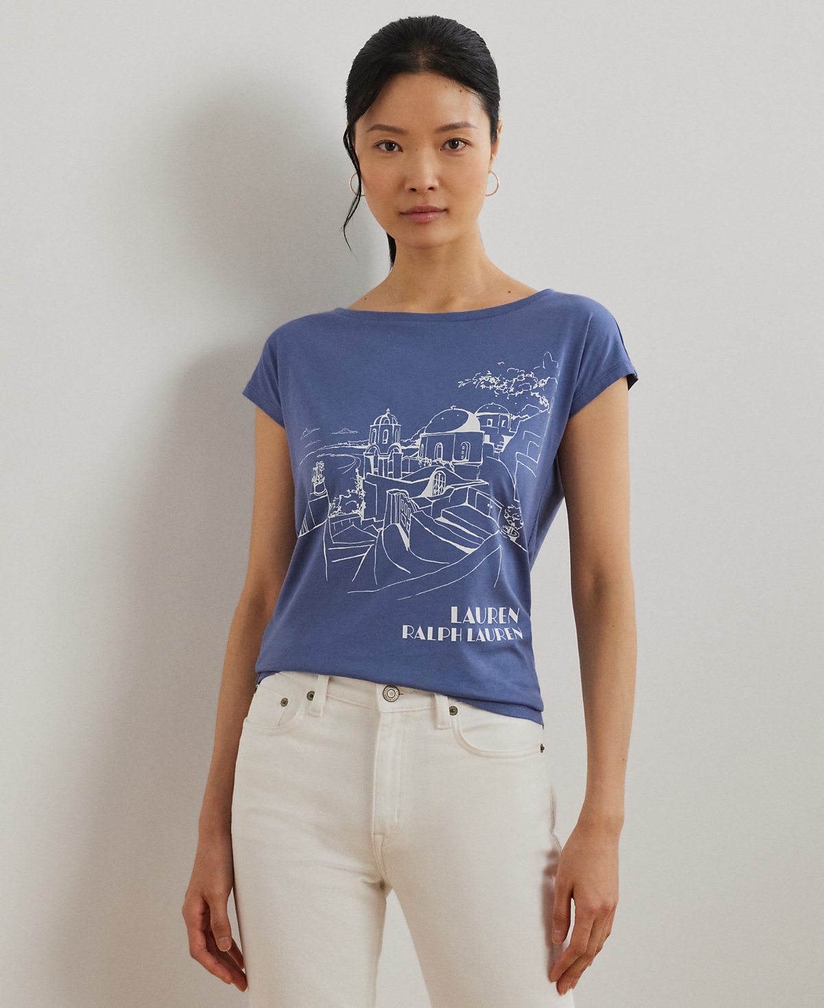 Click here for Lauren Ralph Lauren Petite Cotton-Blend Jersey Gra... prices