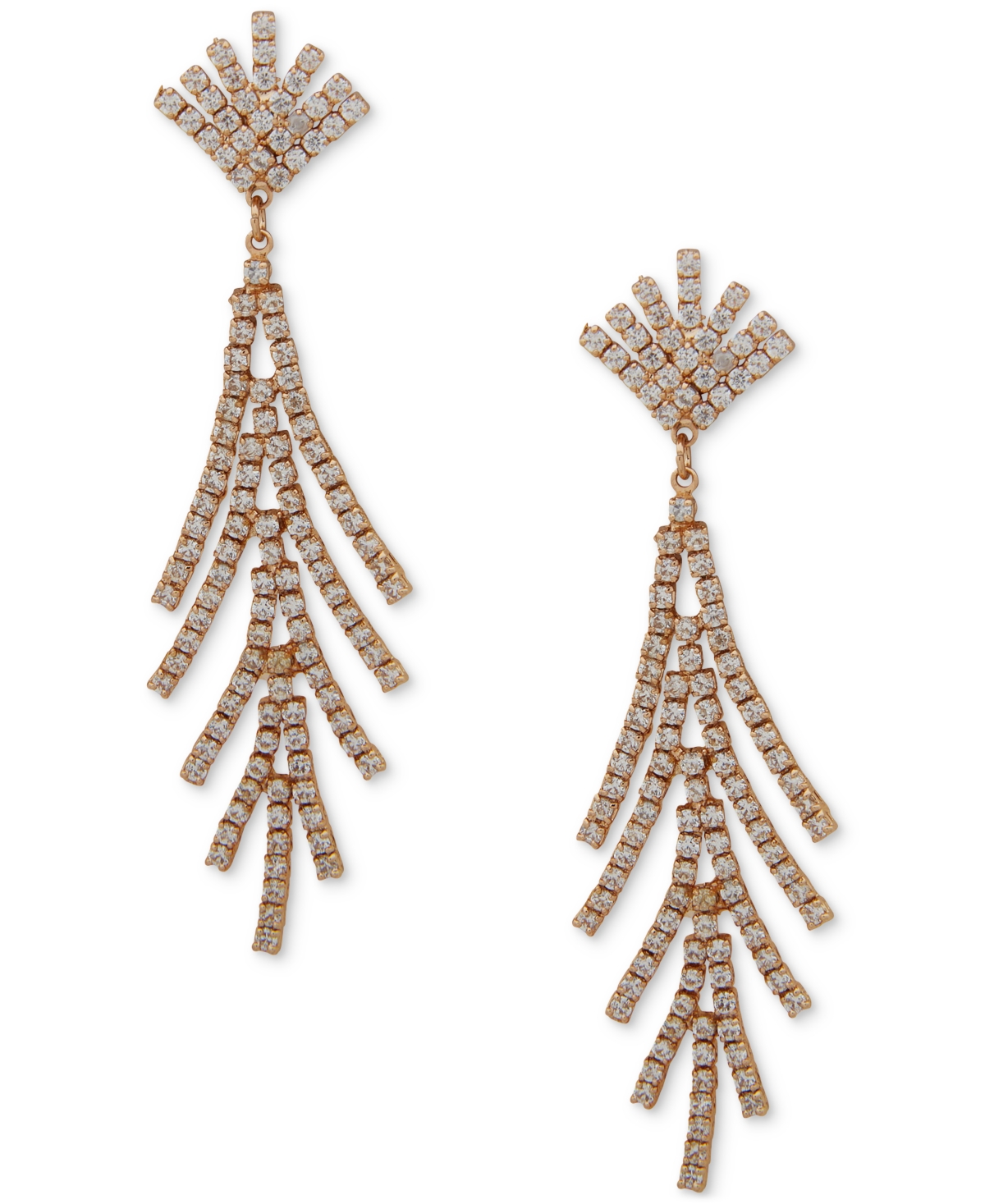 Click here for Anne Klein Gold-Tone Pave Fan Motif Linear Drop Ea... prices
