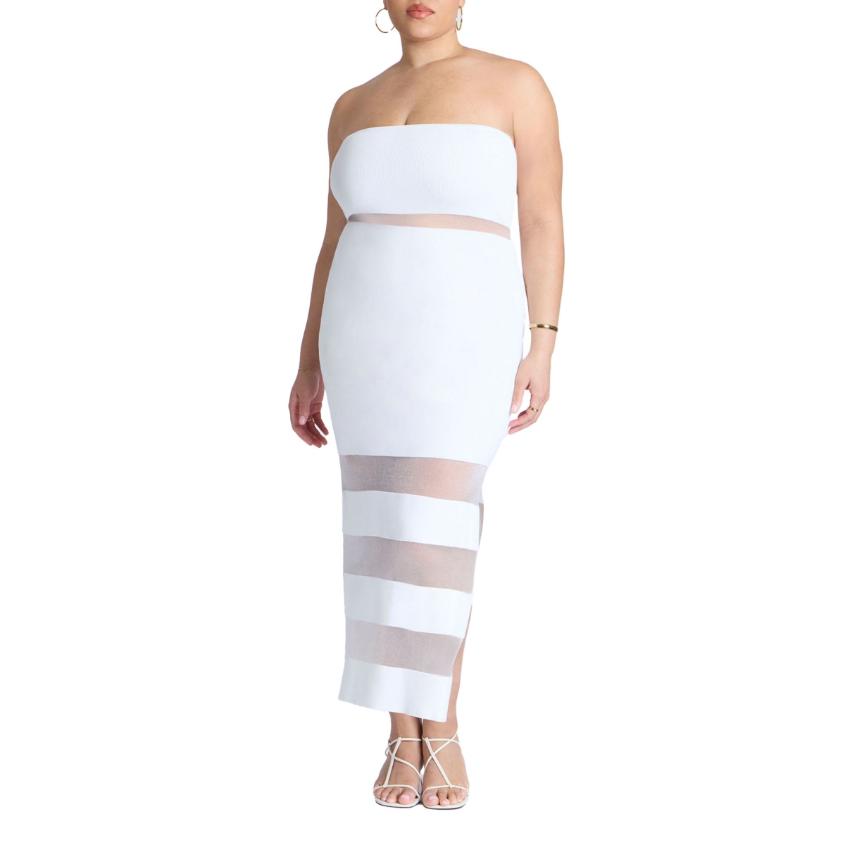 Click here for Eloquii Womens Sheer Panel Maxi Dress - Jet stream prices