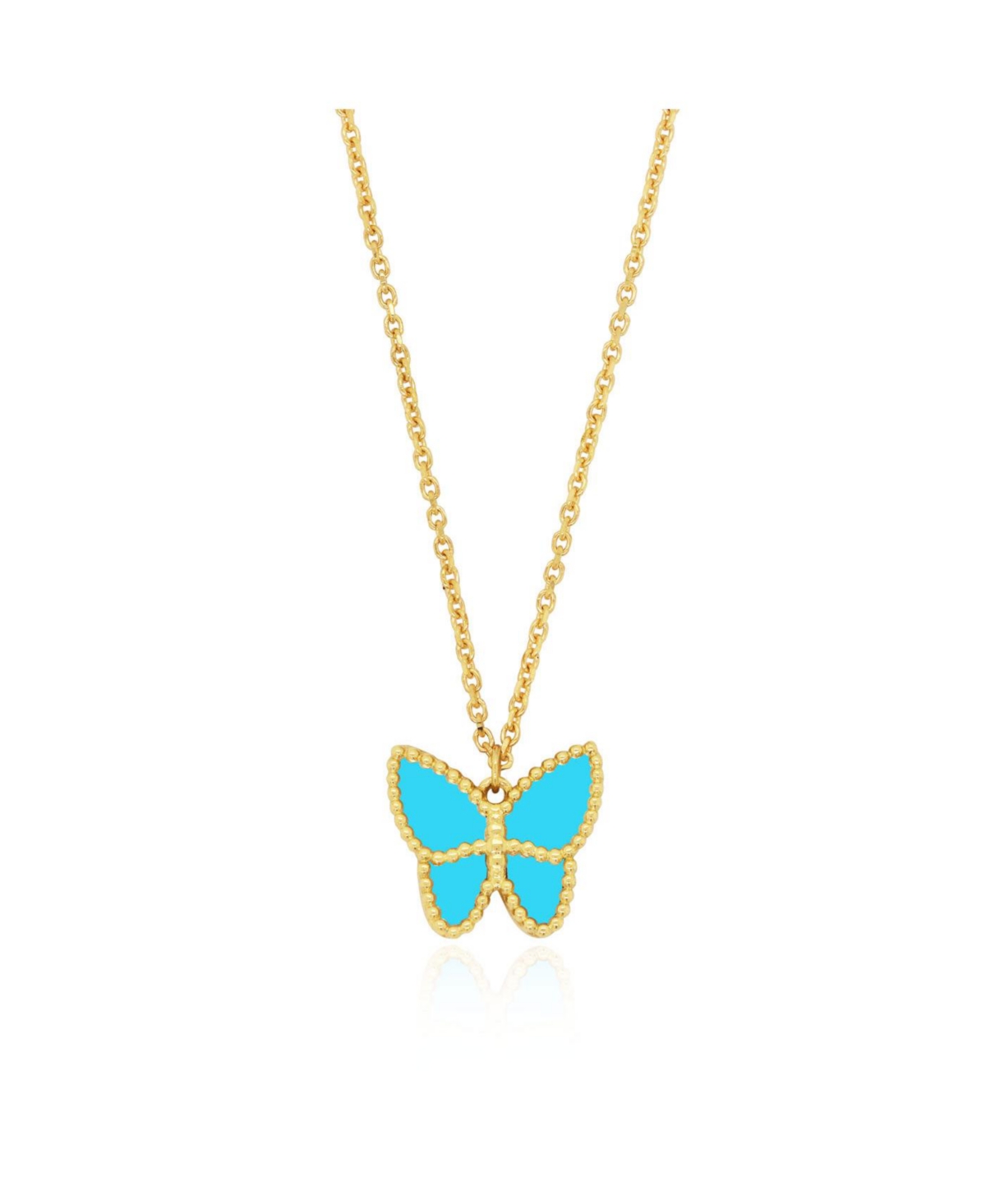 Click here for Turquoise Butterfly Necklace 14K Gold 18 inches -... prices