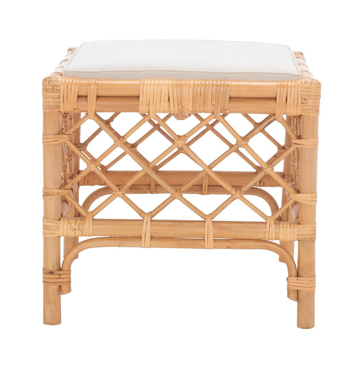 Click here for Larroux Rattan Ottoman W/ Cush - Honey / white prices