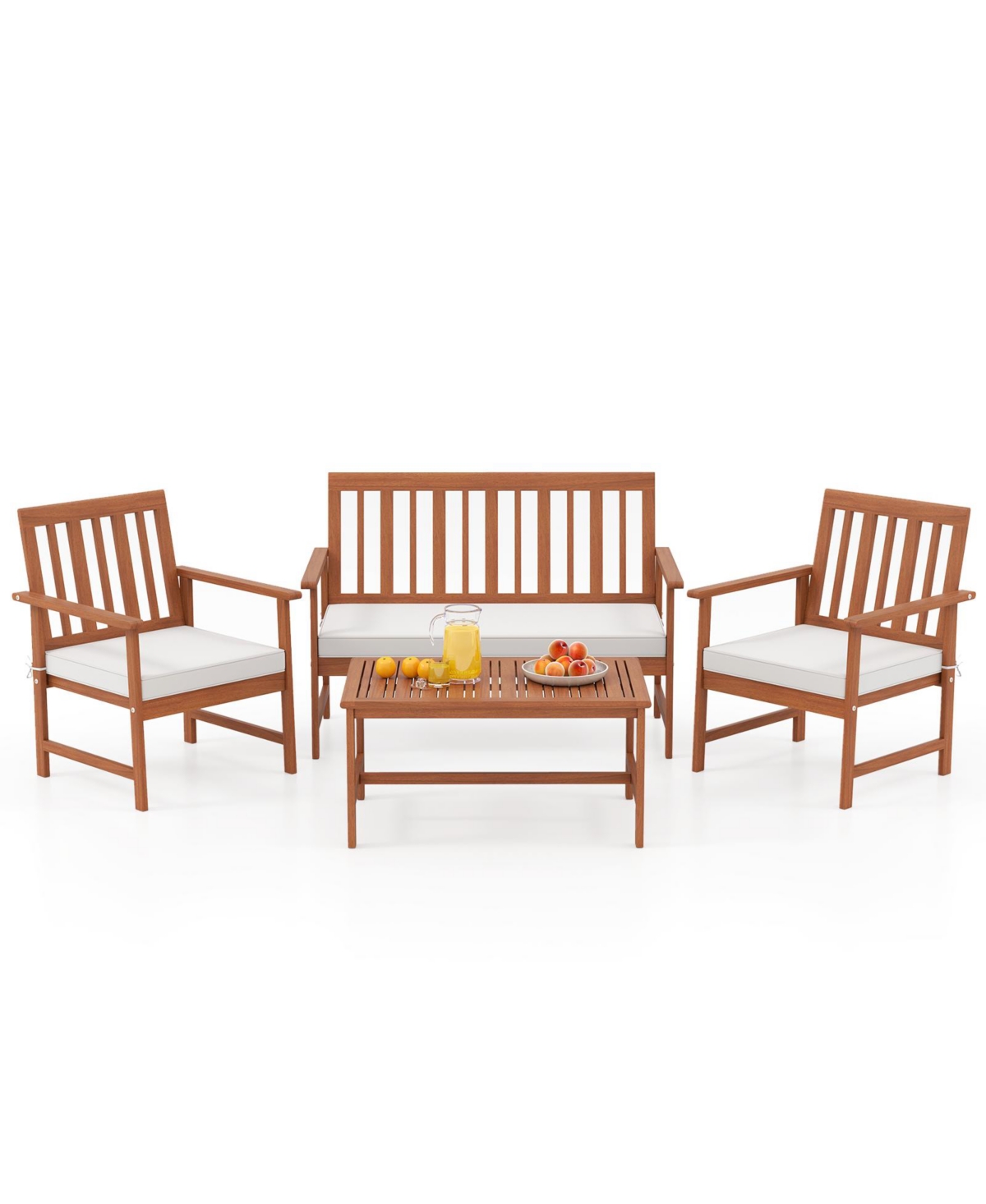 Click here for Gymax 4-Piece Acacia Wood Patio Conversation Set O... prices