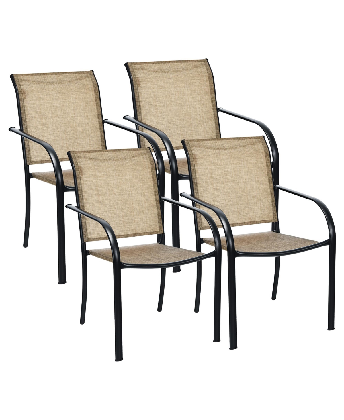 Click here for Set of 4 Patio Dining Chairs Stackable Armrest Bac... prices