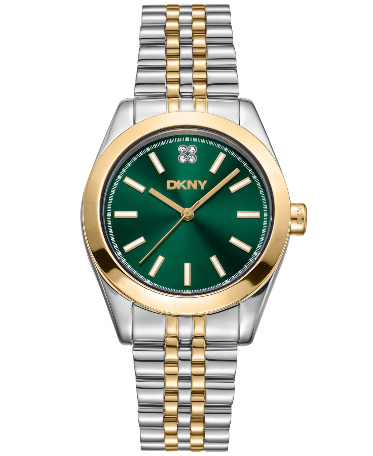 Click here for Dkny Womens Nolita Midi Dark Green Dial Gold-Two-T... prices
