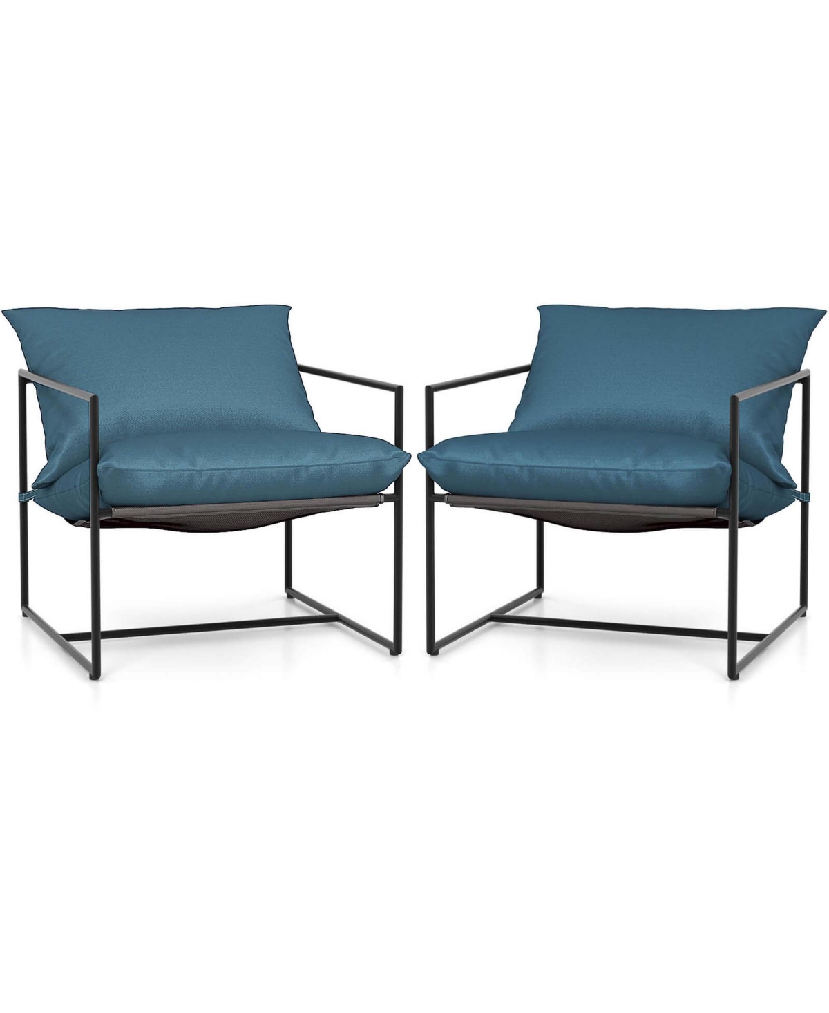Click here for 2PCS Sling Accent Chairs Metal Framed Armchairs wi... prices