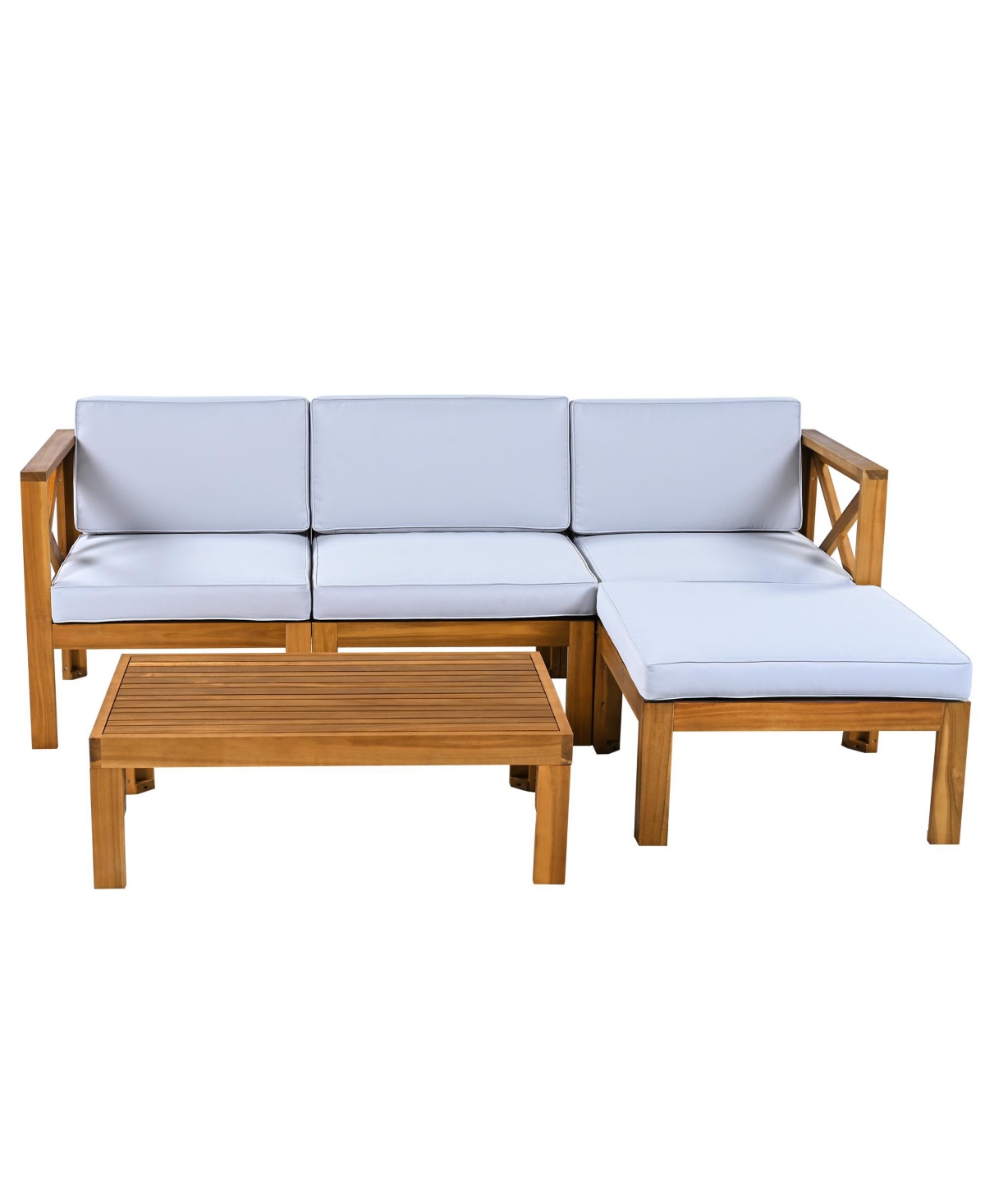Click here for Mondawe Outdoor Wood 5-Piece Sectional Sofa Seatin... prices