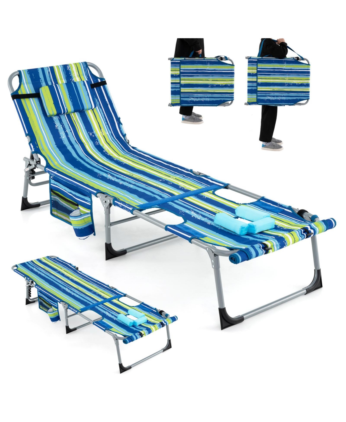 Click here for 5-Position Outdoor Folding Chaise Lounge Chair - B... prices