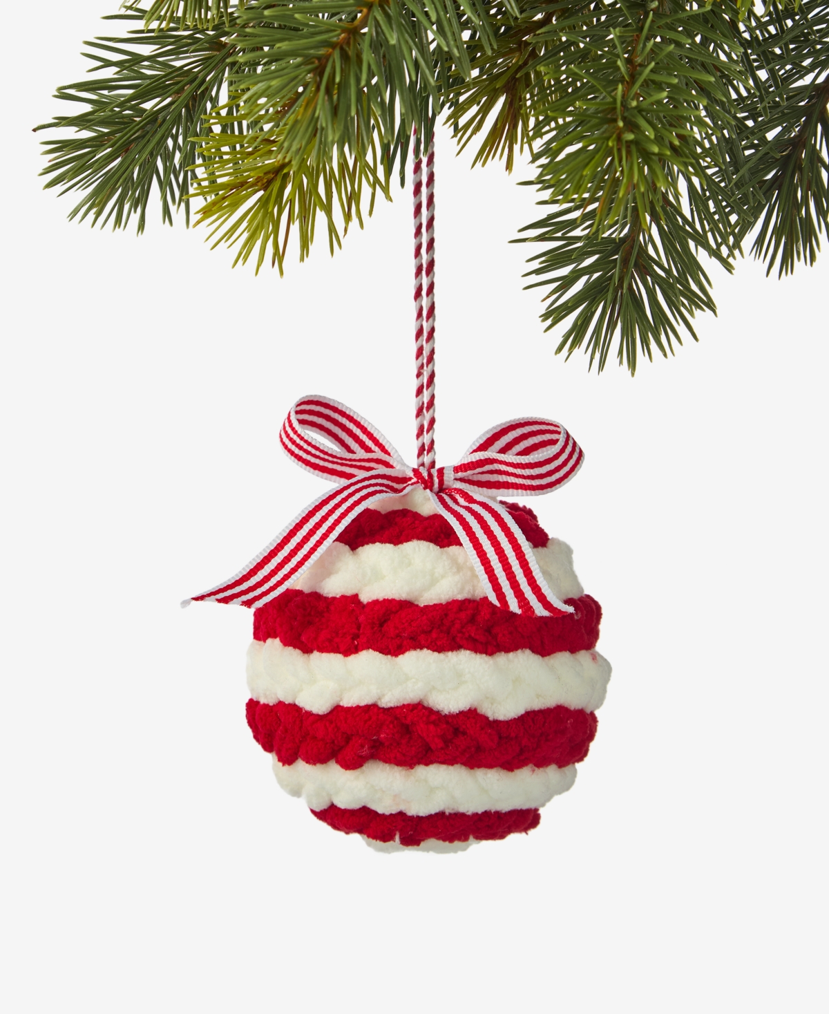 Holiday Lane Christmas Cheer Soft Red Stripe Ball Ornament  Macys Exclusive