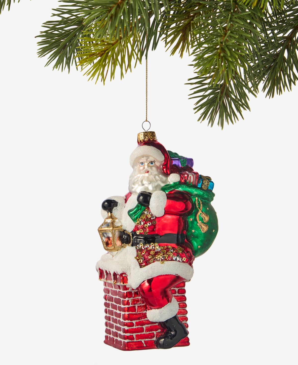 Click here for Holiday Lane Christmas Cheer Santa in Chimney Orna... prices