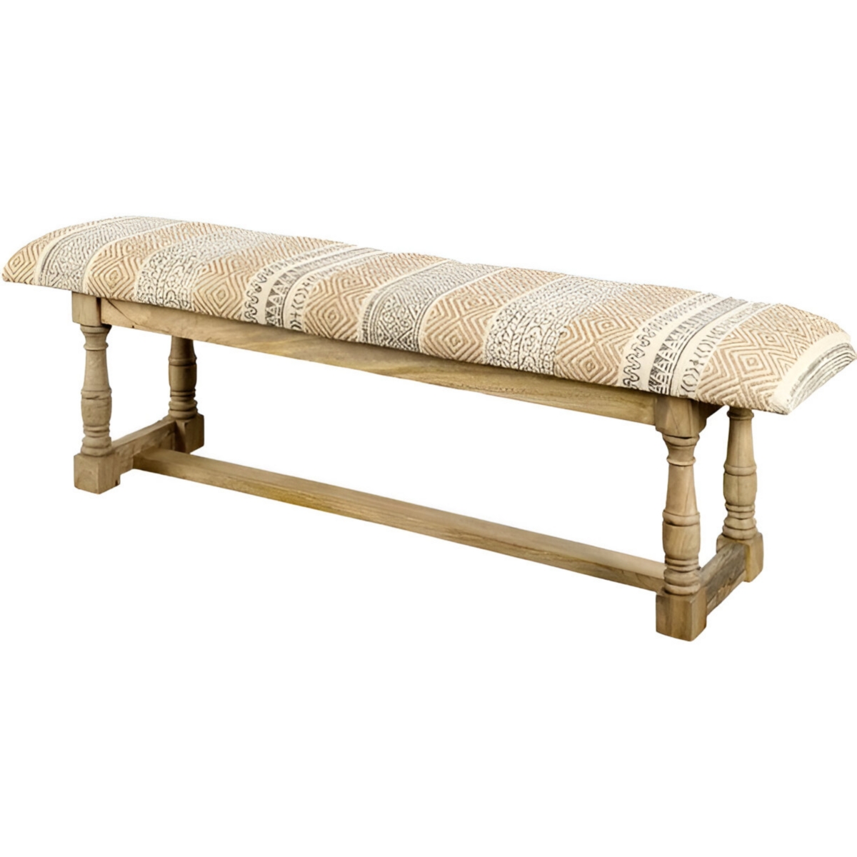 Click here for Geometric Upholstered Jute Accent Bench for Entryw... prices