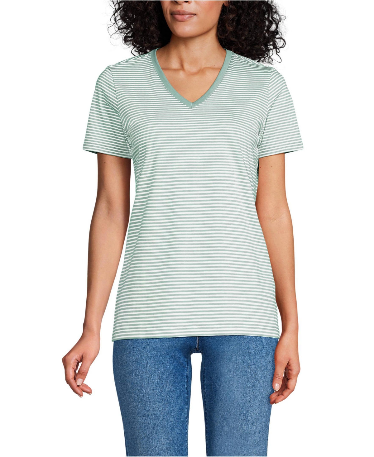 Click here for Lands End Womens Relaxed Supima Cotton V-Neck T-Sh... prices