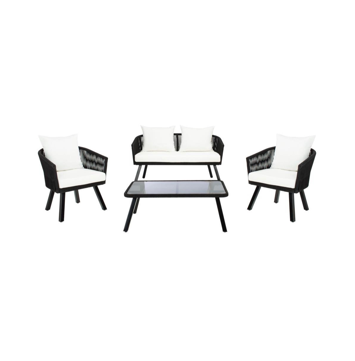 Belmi 4PC Rope Living Set - Black/beige