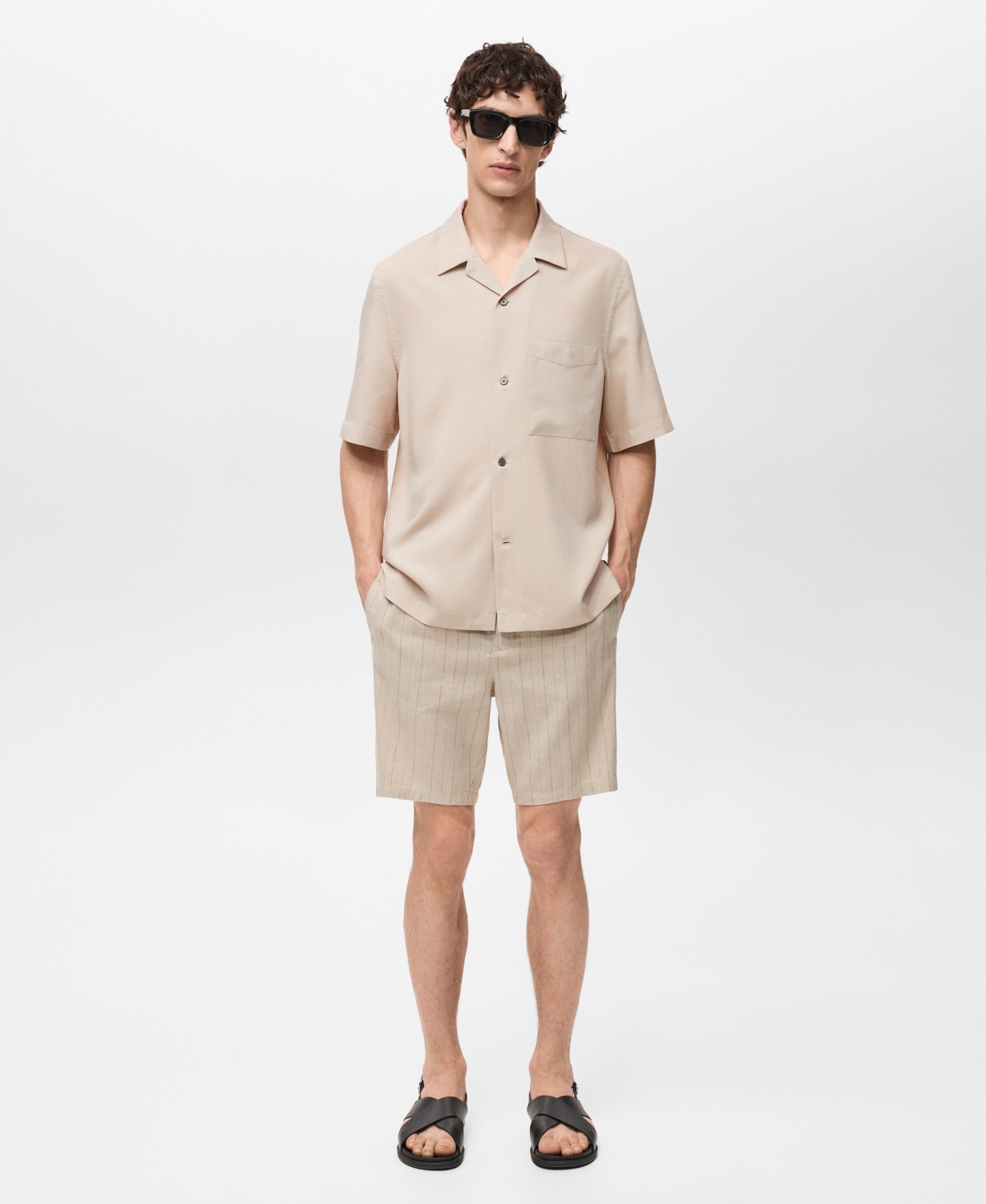 Click here for Mango Mens Lyocell Pocketed Shirt - Sand prices