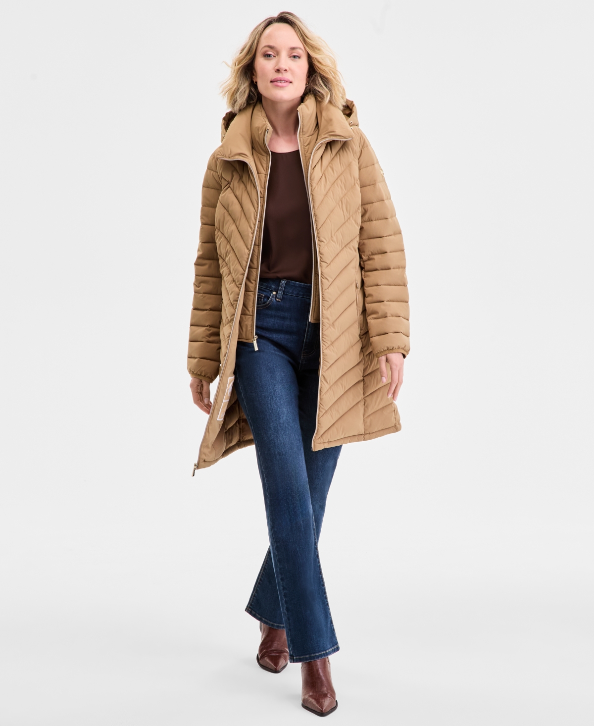 Click here for Michael Michael Kors Womens Hooded Puffer Coat - D... prices