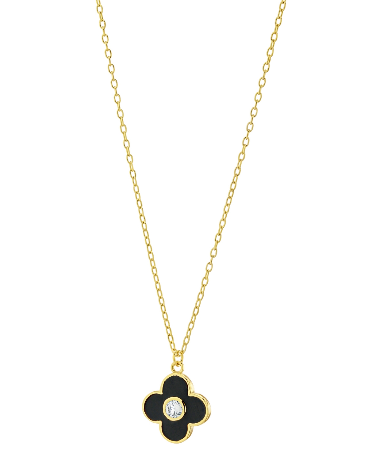 Click here for Cubic Zirconia Black & White Clover Pendant Neckla... prices