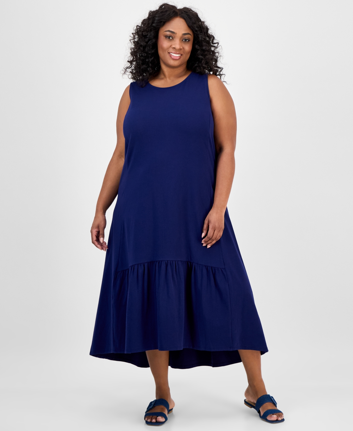 Click here for Jones New York Plus Size Ruffled High-Low Dress -... prices