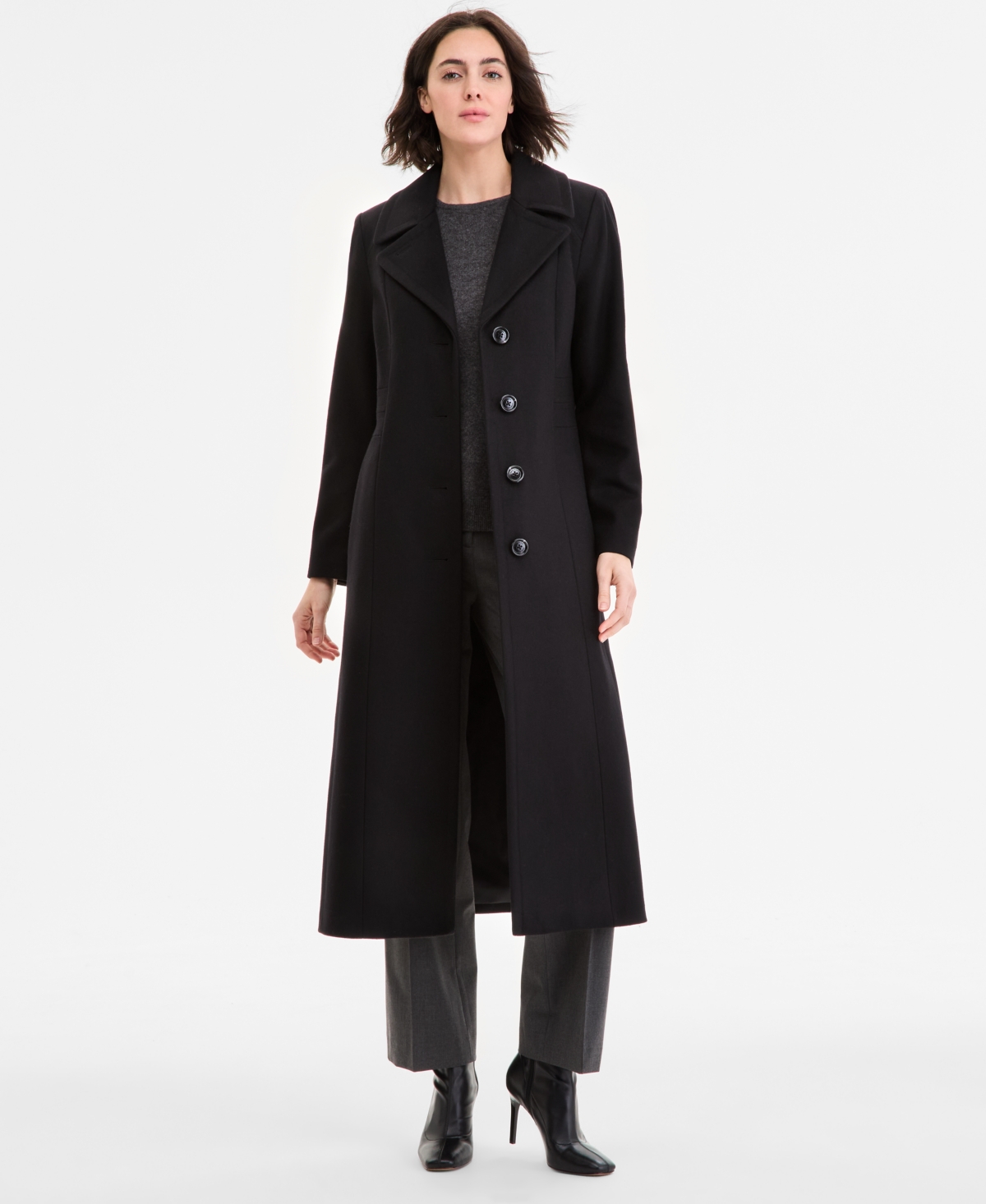 Click here for Anne Klein Womens Single-Breasted Maxi Coat - Blac... prices