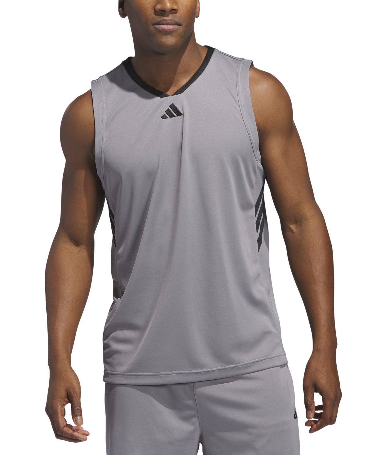 Click here for adidas Mens Bball Logo Graphic Tank Top - Grey / B... prices