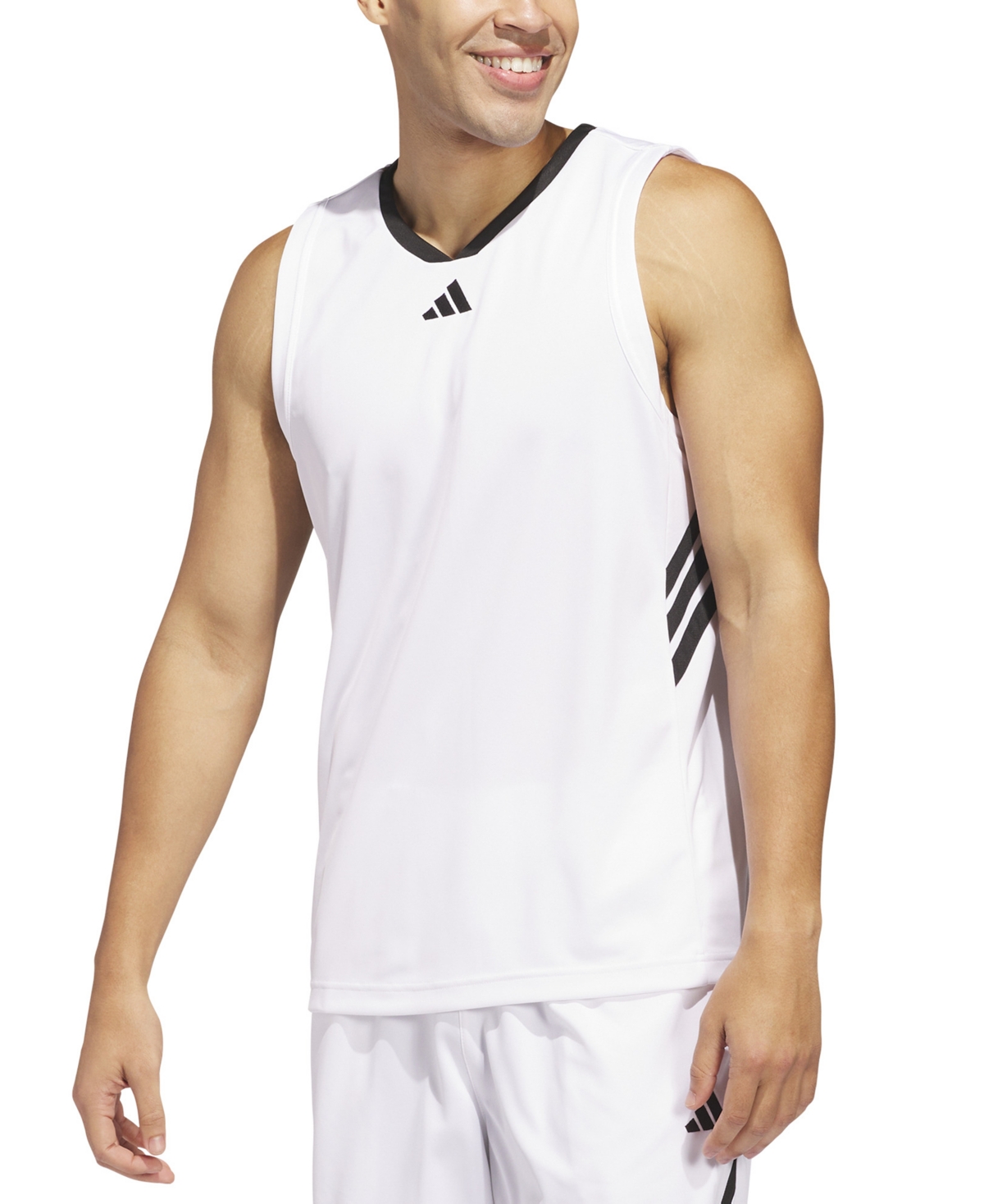 Click here for adidas Mens Bball Logo Graphic Tank Top - White/bl... prices