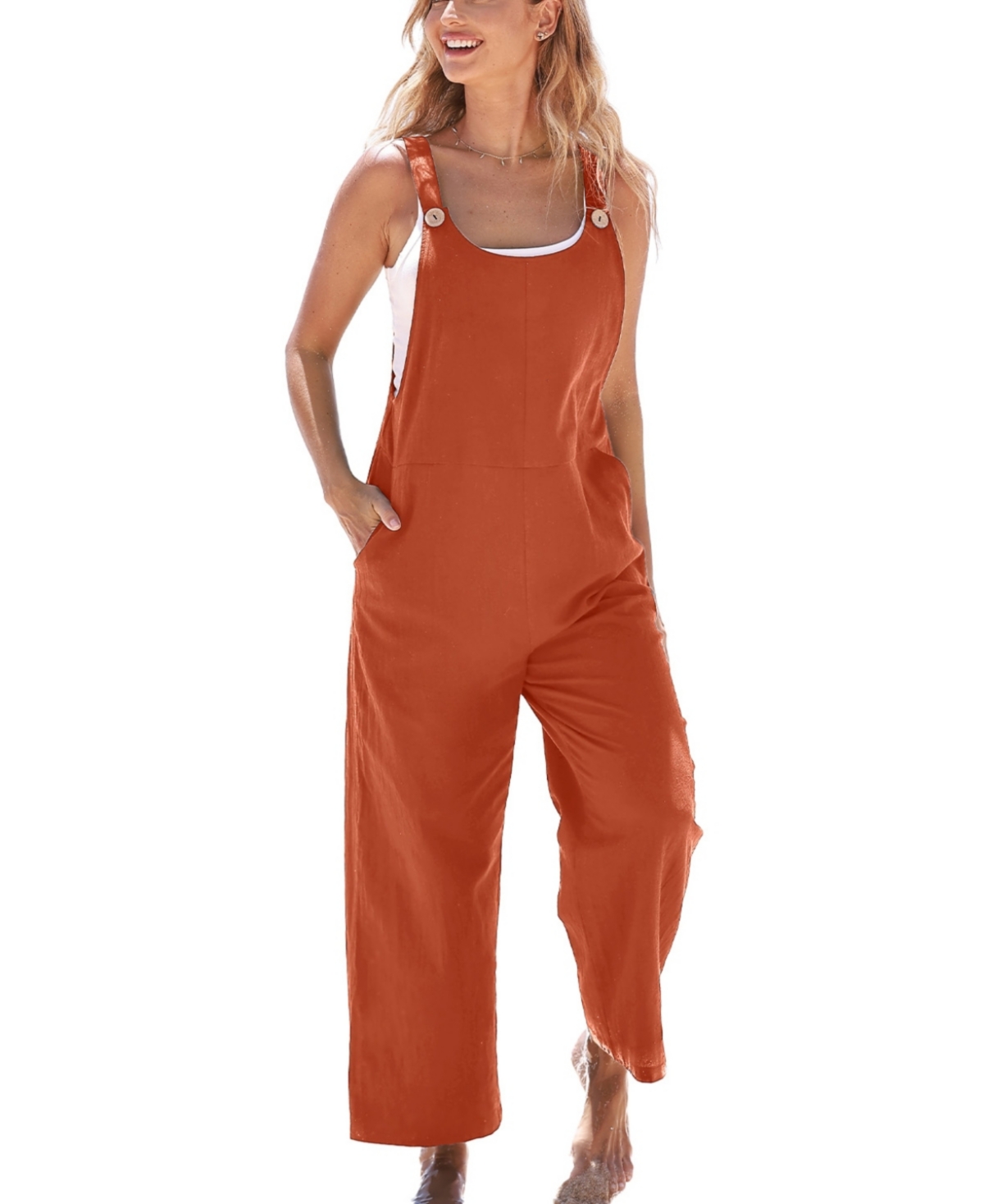 Click here for Cupshe Womens Raven Tapered Pinafore Jumpsuit - Re... prices