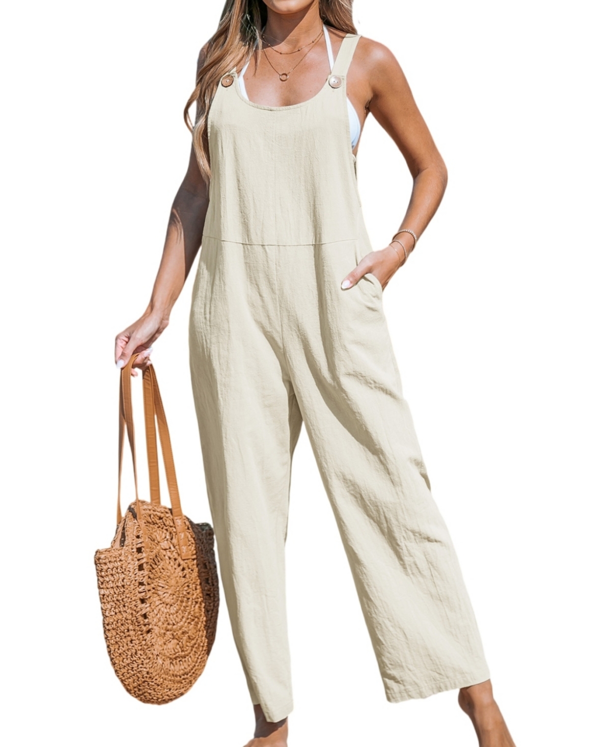 Click here for Cupshe Womens Raven Tapered Pinafore Jumpsuit - Li... prices