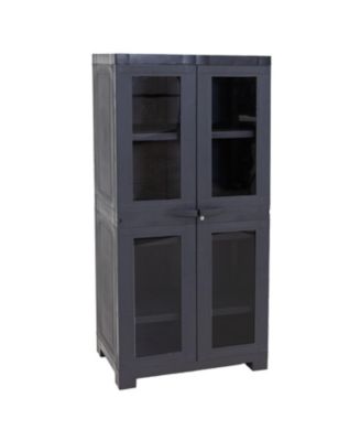 Plastic Lockable Storage Cabinet with 3 Adjustable Shelves and 4 ...