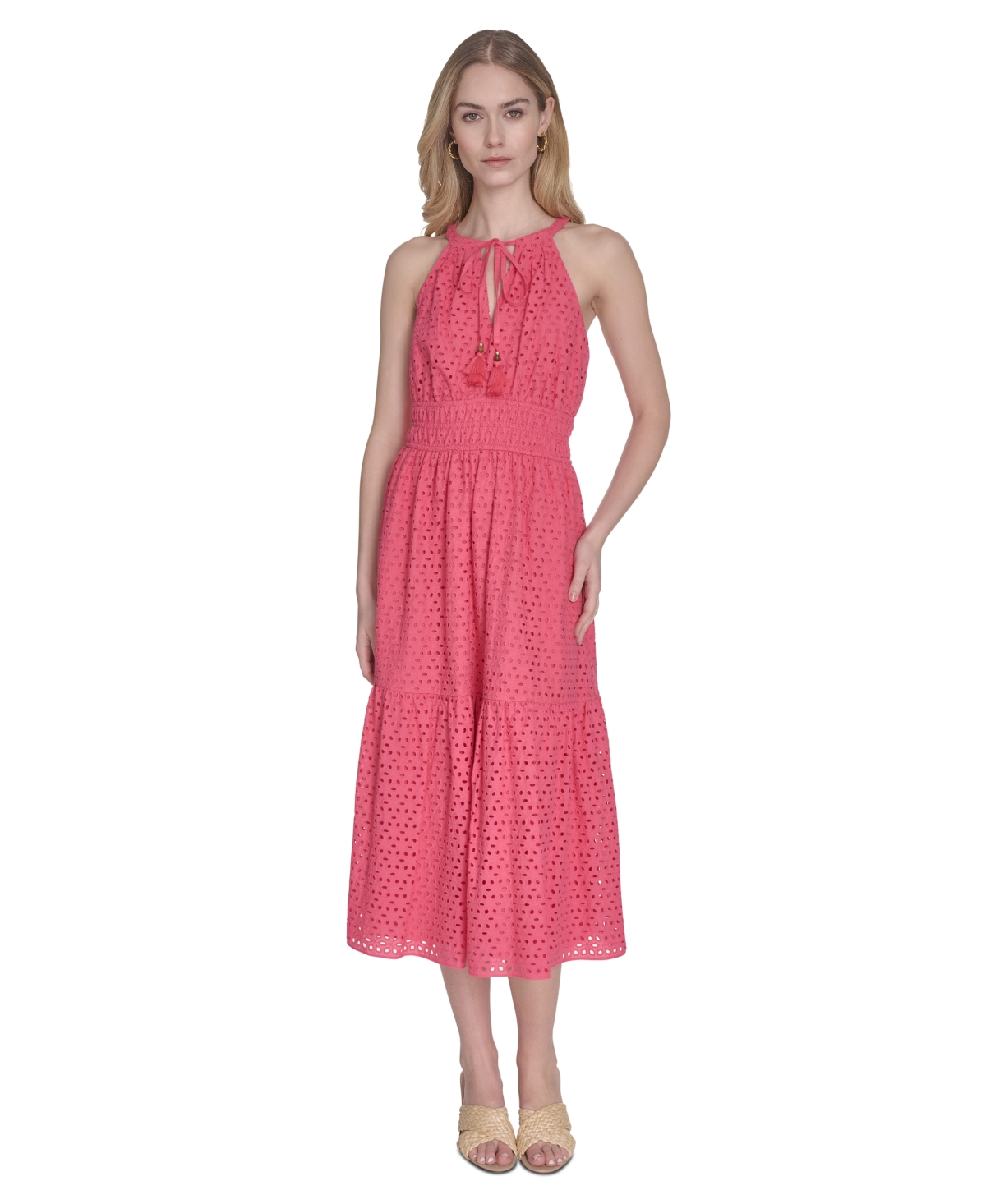 Click here for Vince Camuto Womens Cotton Sleeveless Eyelet Midi... prices
