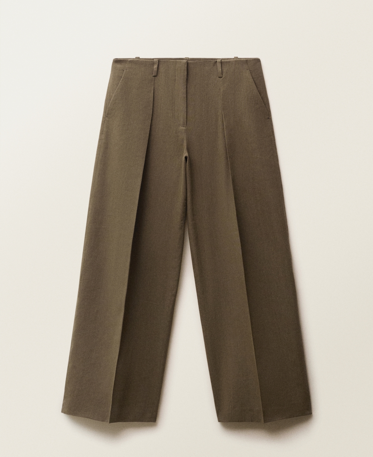 Click here for Mango Womens Seamless Linen Suit Pants - Khaki prices