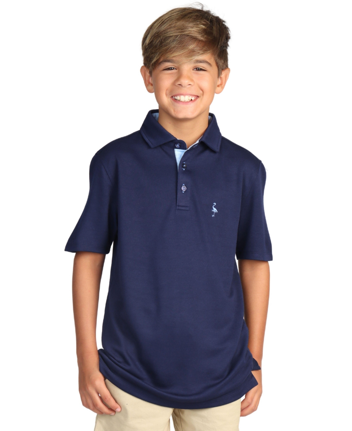 Click here for TailorByrd Boys Solid Modal Polo - Navy prices