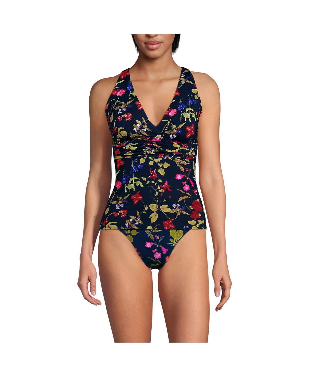 Click here for Lands End Womens V-Neck Plunge X Back Tankini Top... prices