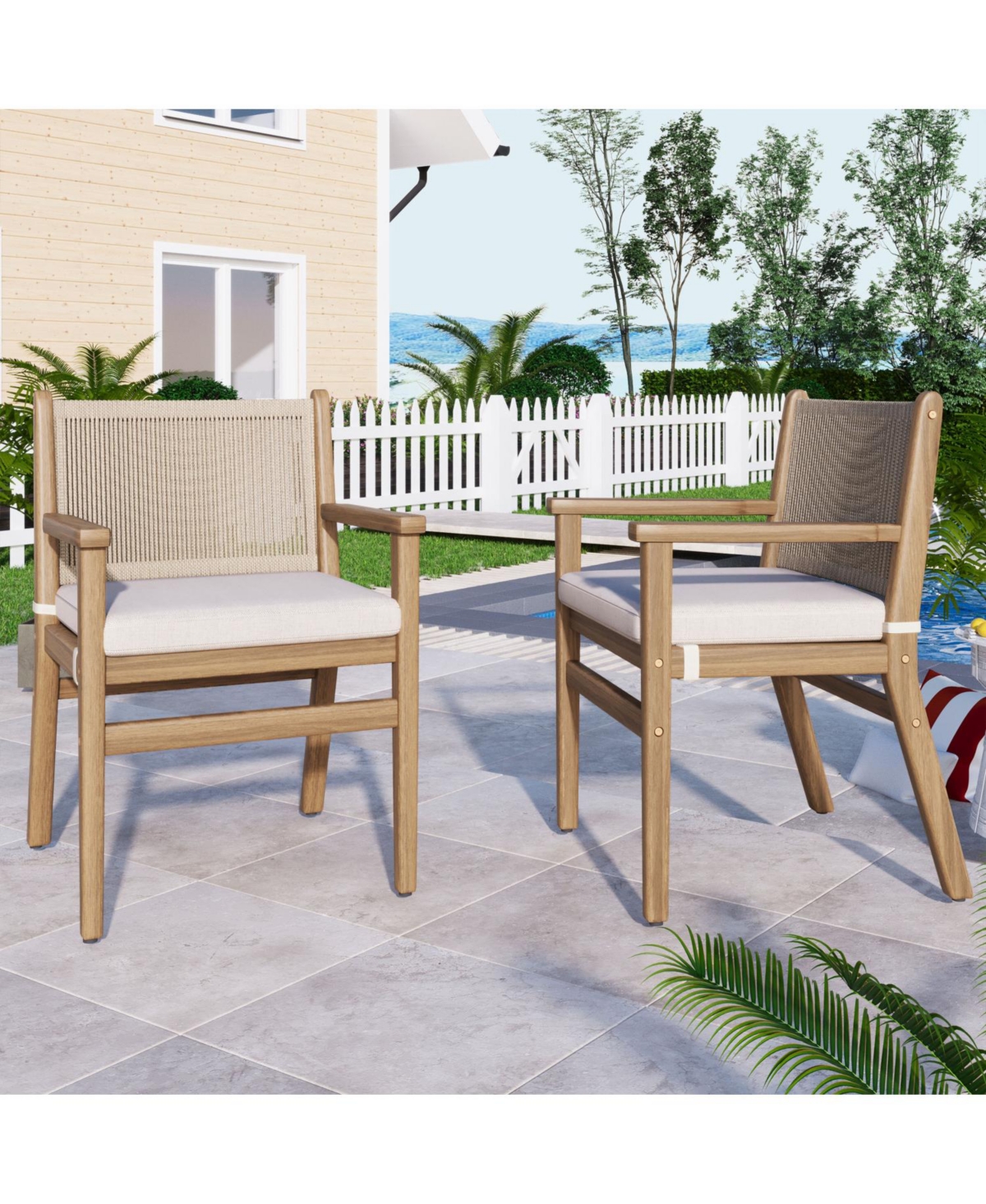 Click here for Streamdale Acacia Wood Armchairs with Rope Back an... prices