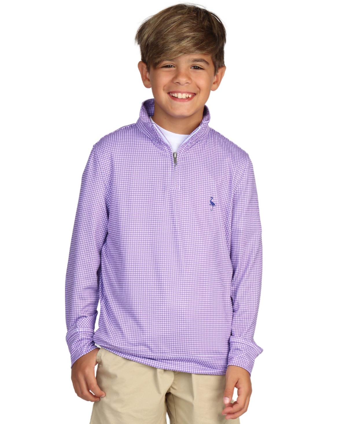 Click here for Tailorbyrd Boys Purple Houndstooth Performance Qua... prices