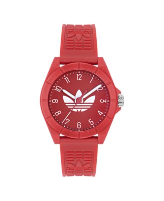 adidas Unisex Analog Red Resin Watch, 41mm - Macy's