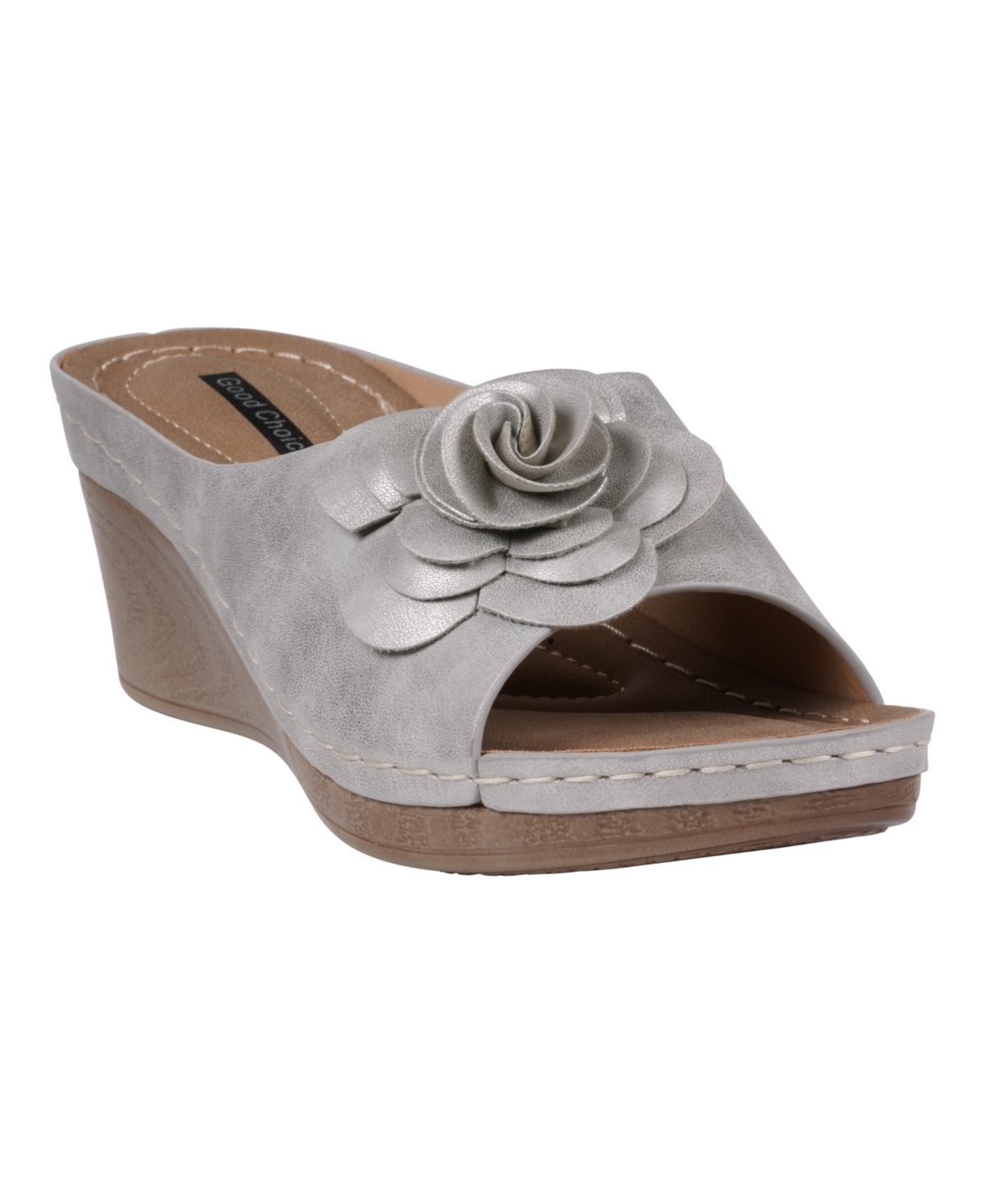 Click here for Gc Shoes Womens Tokyo Floral Wedge Sandals - Silve... prices
