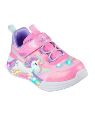 Skechers Toddler Girls S-Lights: Unicorn Chaser Light-Up Fastening ...