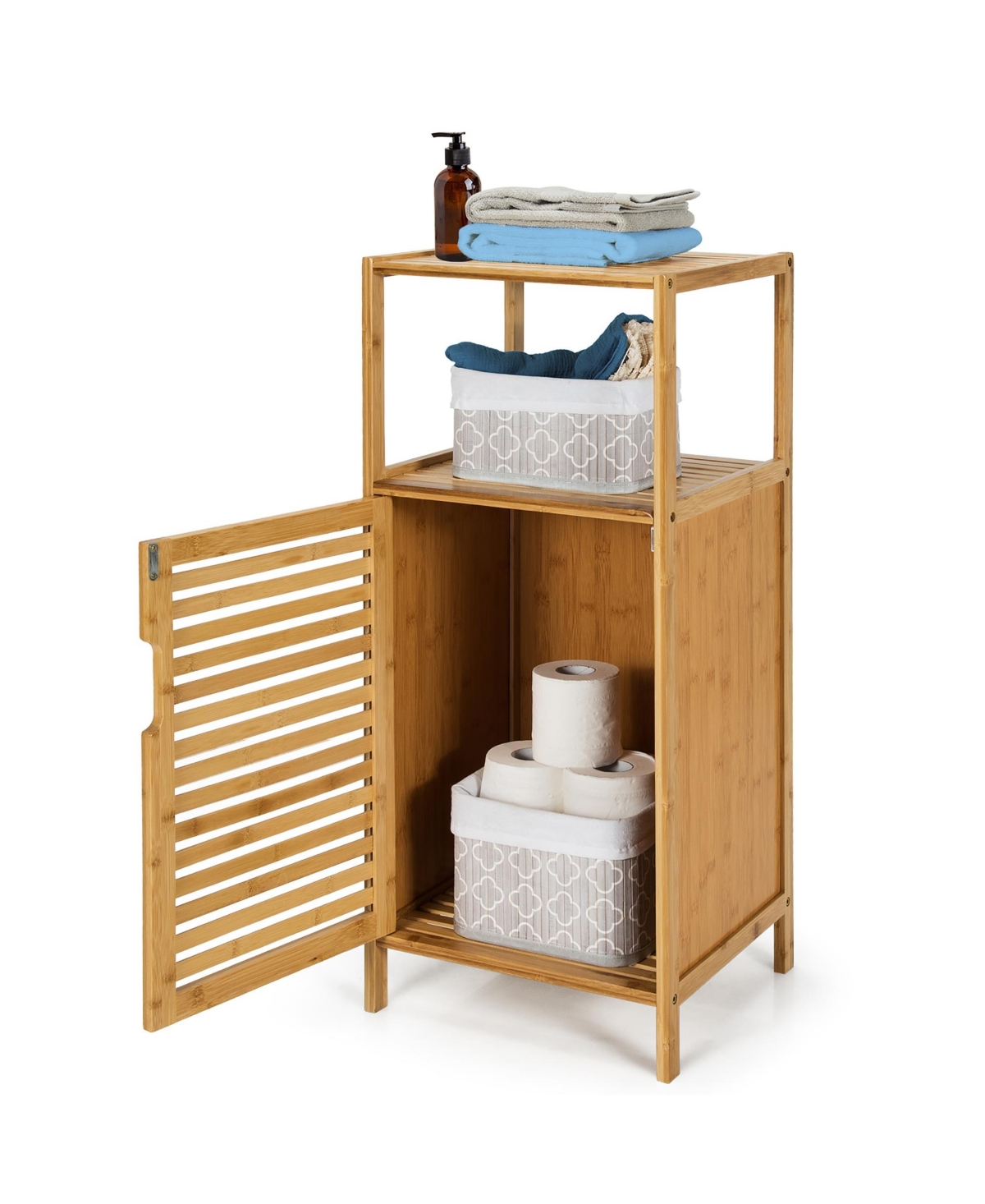 Click here for Bamboo Bathroom Storage Floor Cabinet w/Door and S... prices