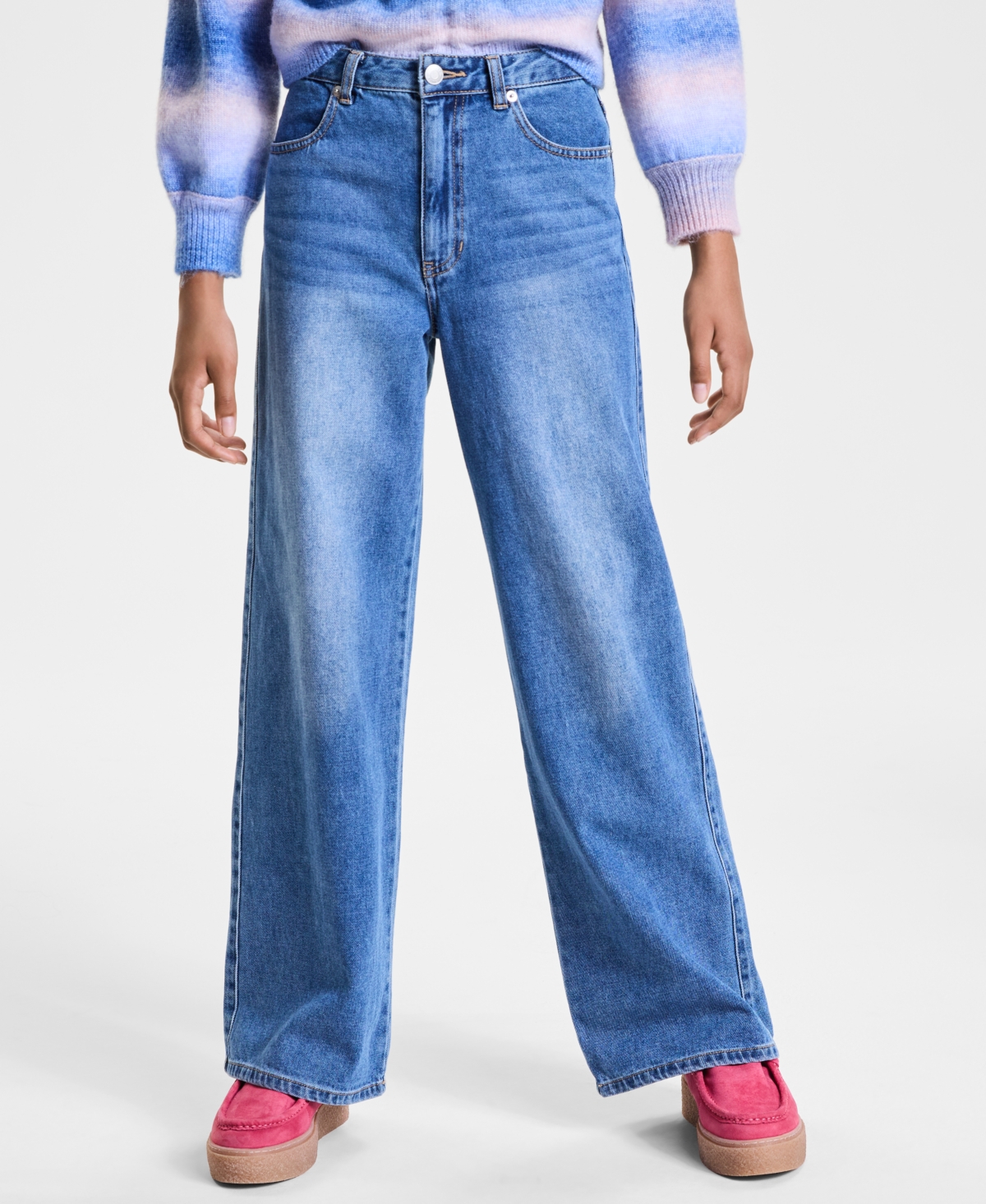 Click here for With Jules Big Girls Wide-Leg Jeans - Medium Blue prices