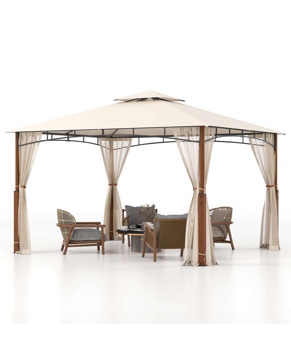 Click here for Outdoor Patio Gazebo with Netting and 2-Tier Canop... prices