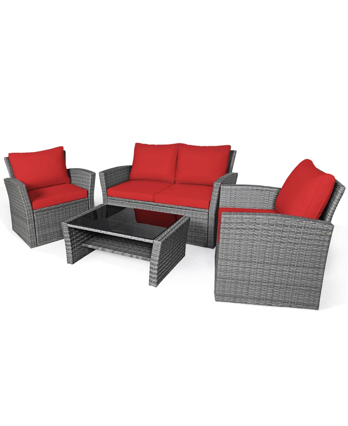 Click here for Gymax 4PCS Patio Rattan Conversation Set Outdoor F... prices