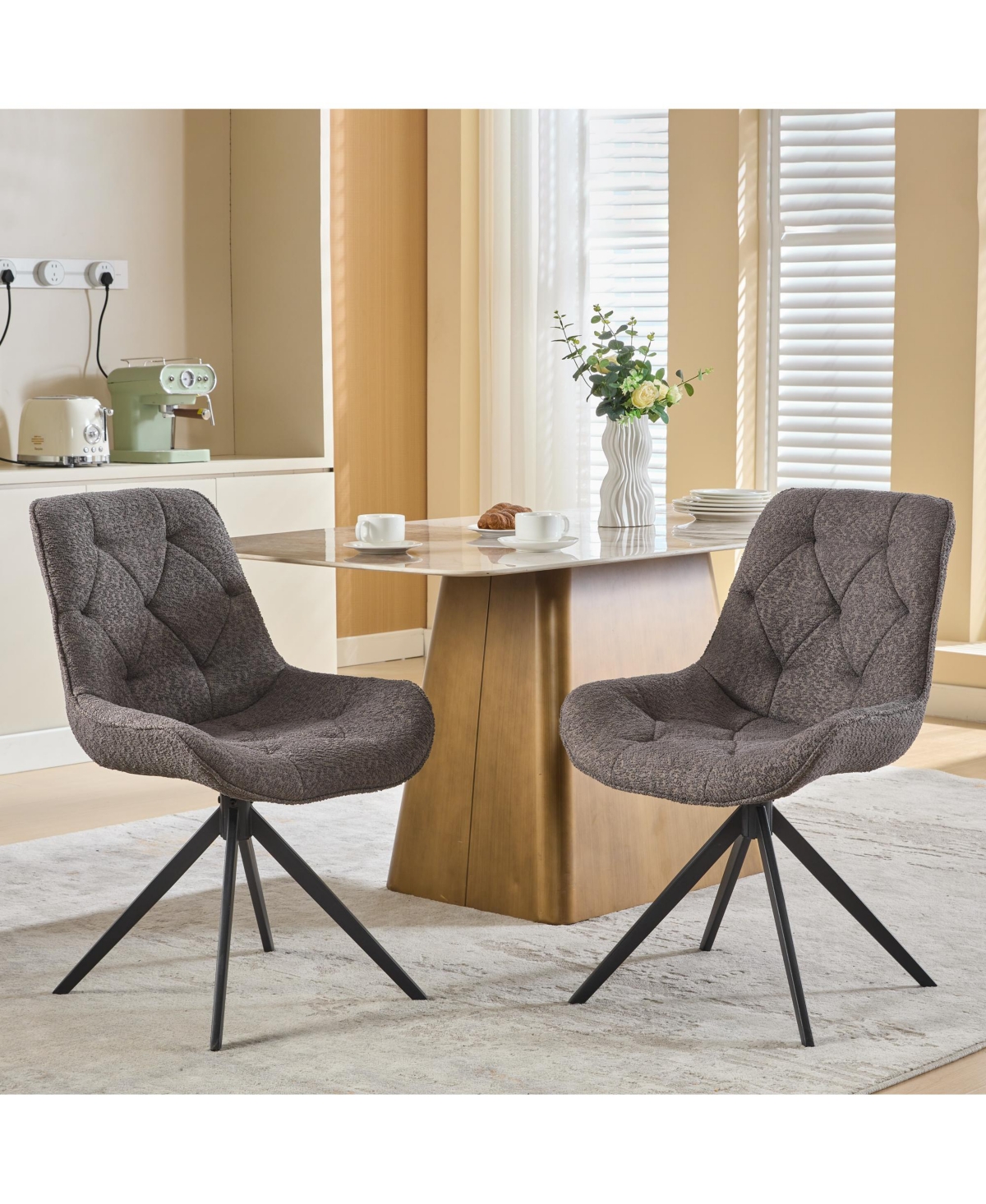 Click here for Dyhome Swivel Dining Chairs  Boucle Upholstered Ac... prices