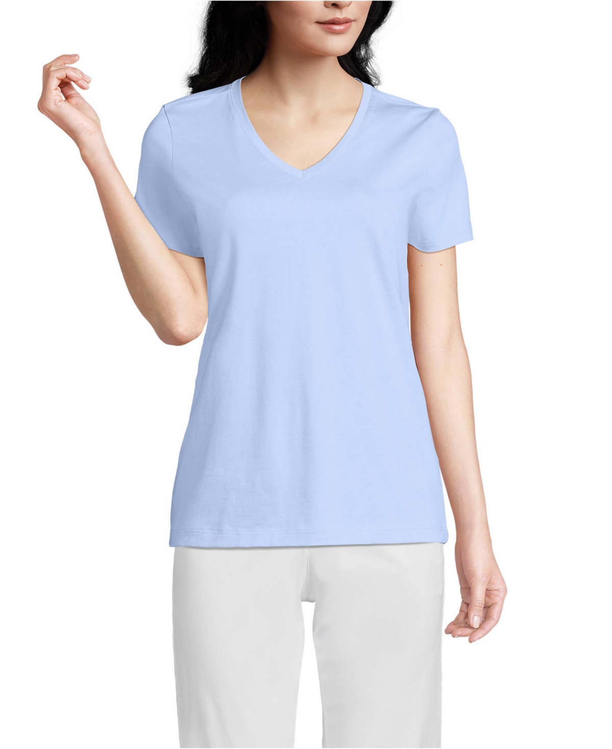Click here for Lands End Womens Relaxed Supima Cotton V-Neck T-Sh... prices