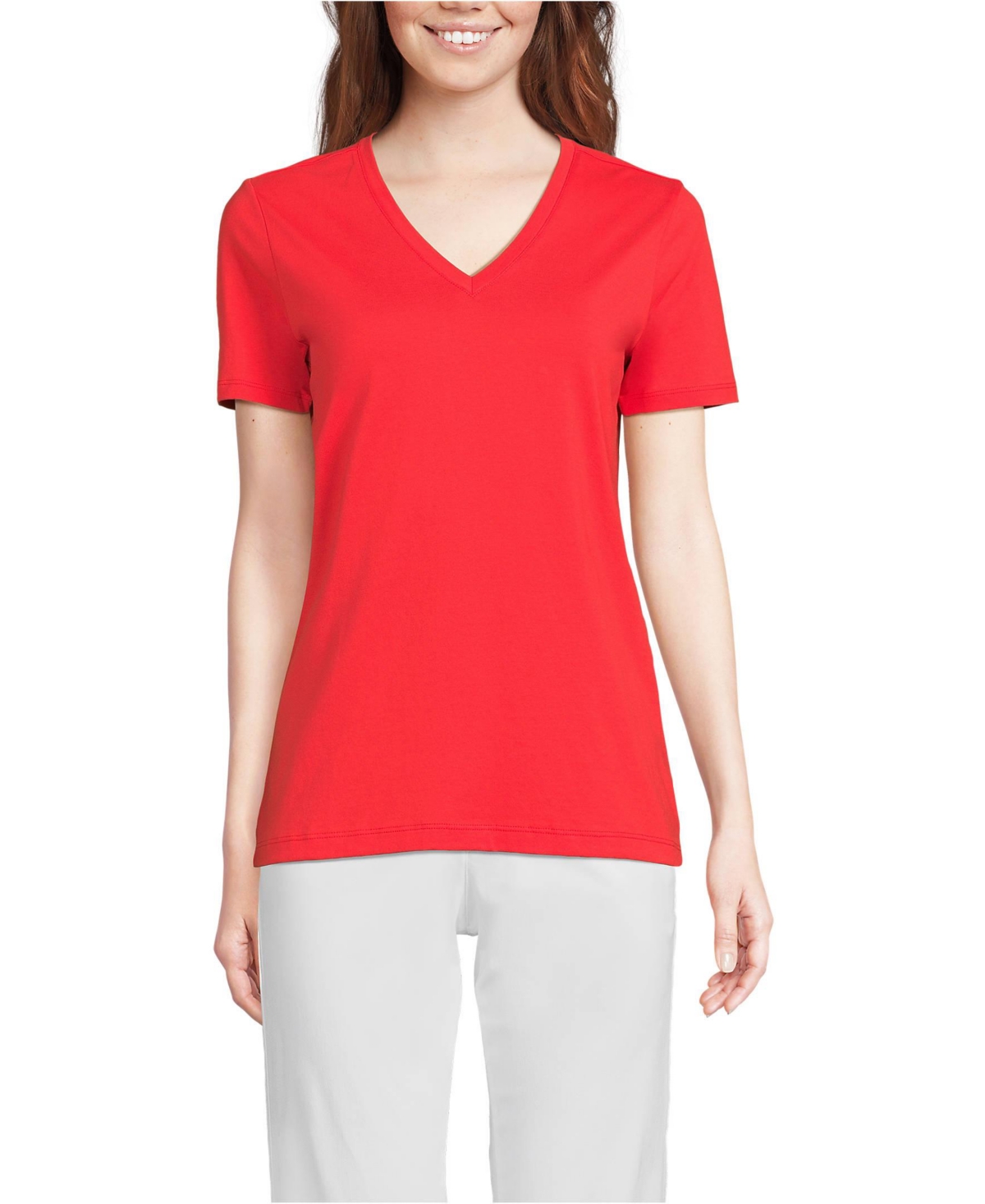 Click here for Lands End Womens Relaxed Supima Cotton V-Neck T-Sh... prices
