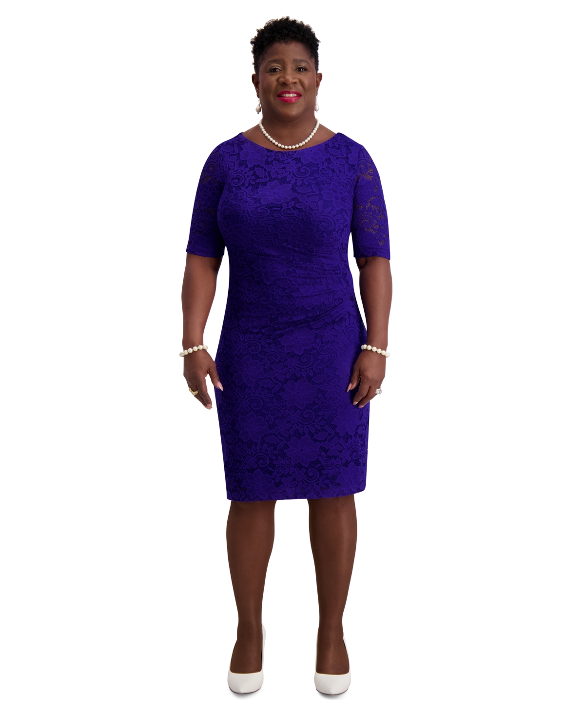 Click here for Kasper Womens Lace-Sleeve Sheath Dress  Regular &... prices