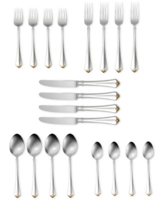 Oneida 18/10 Stainless Steel 20-Pc. Golden Juilliard Flatware Set ...