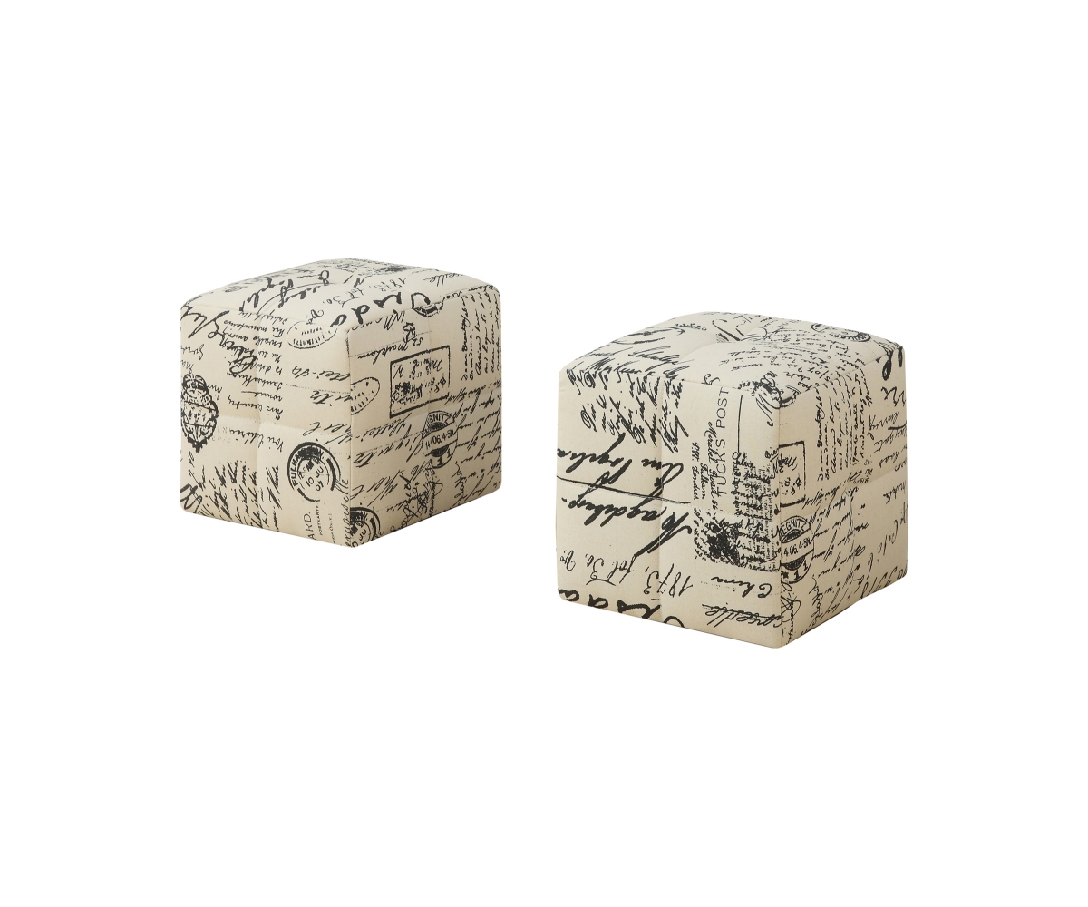 Click here for Set of Two Beige And Black Faux Leather Cube Ottom... prices