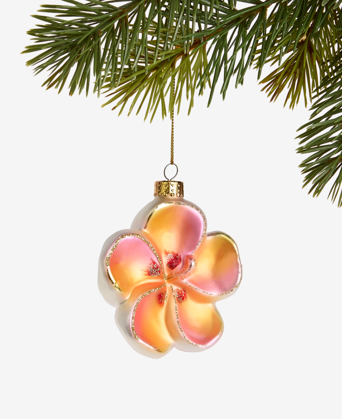 Click here for Holiday Lane Hawaii Pink & Gold Flower Ornament  E... prices