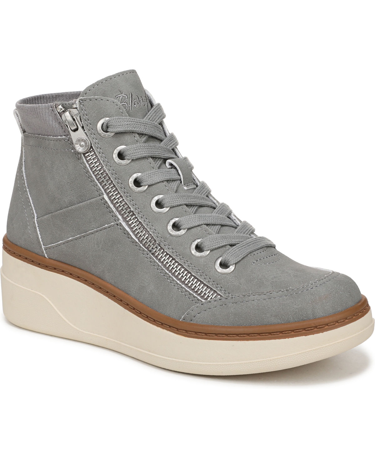 Blowfish Malibu Womens Camden Wedge High Top Sneakers - Grey Faux Leather