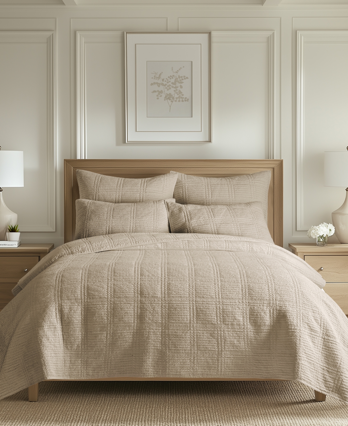 Levtex Cloud Waffle Textured 3-Pc. Quilt Set  Full/Queen - Taupe