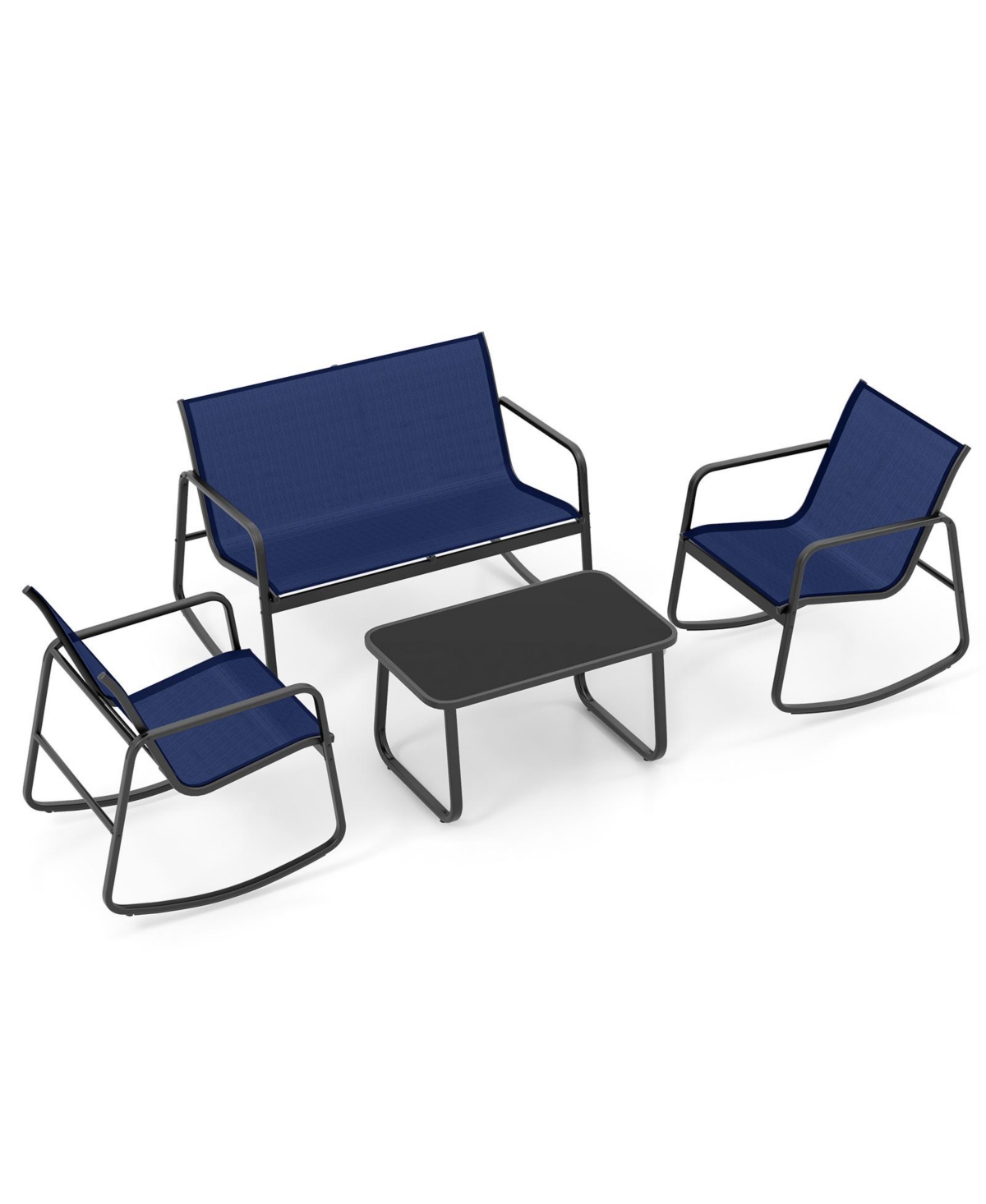 Click here for 4 Piece Patio Rocking Set with Glass-Top Table-Nav... prices